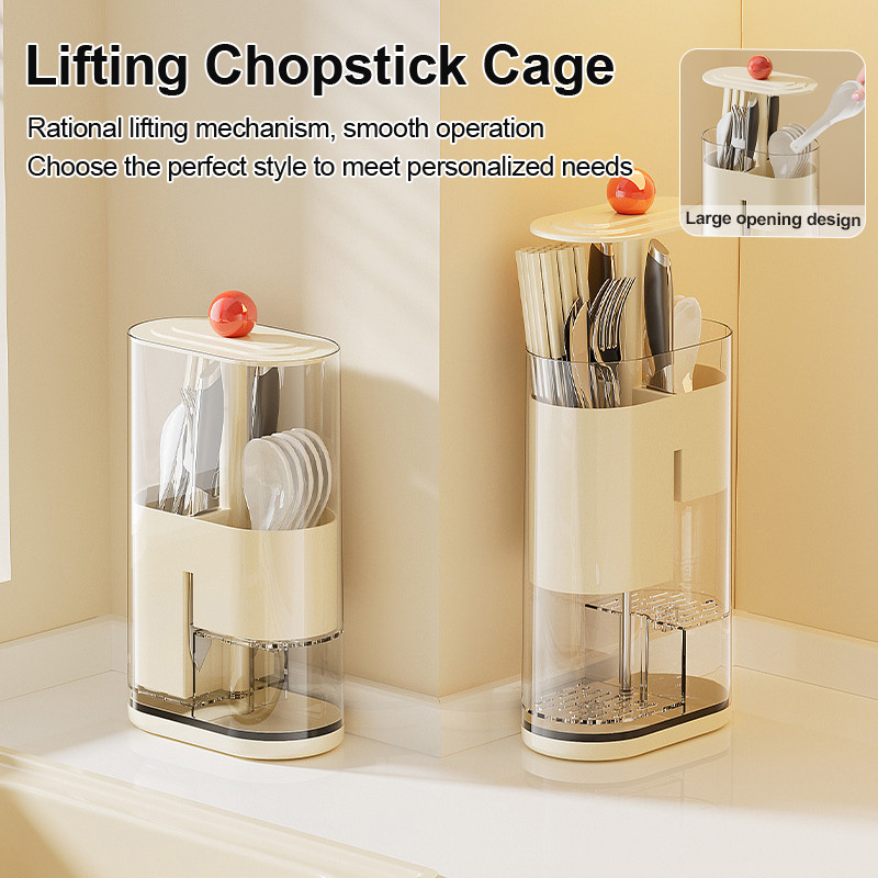 Automatic lifting spoon storage box chopsticks and soup spoon storage ...