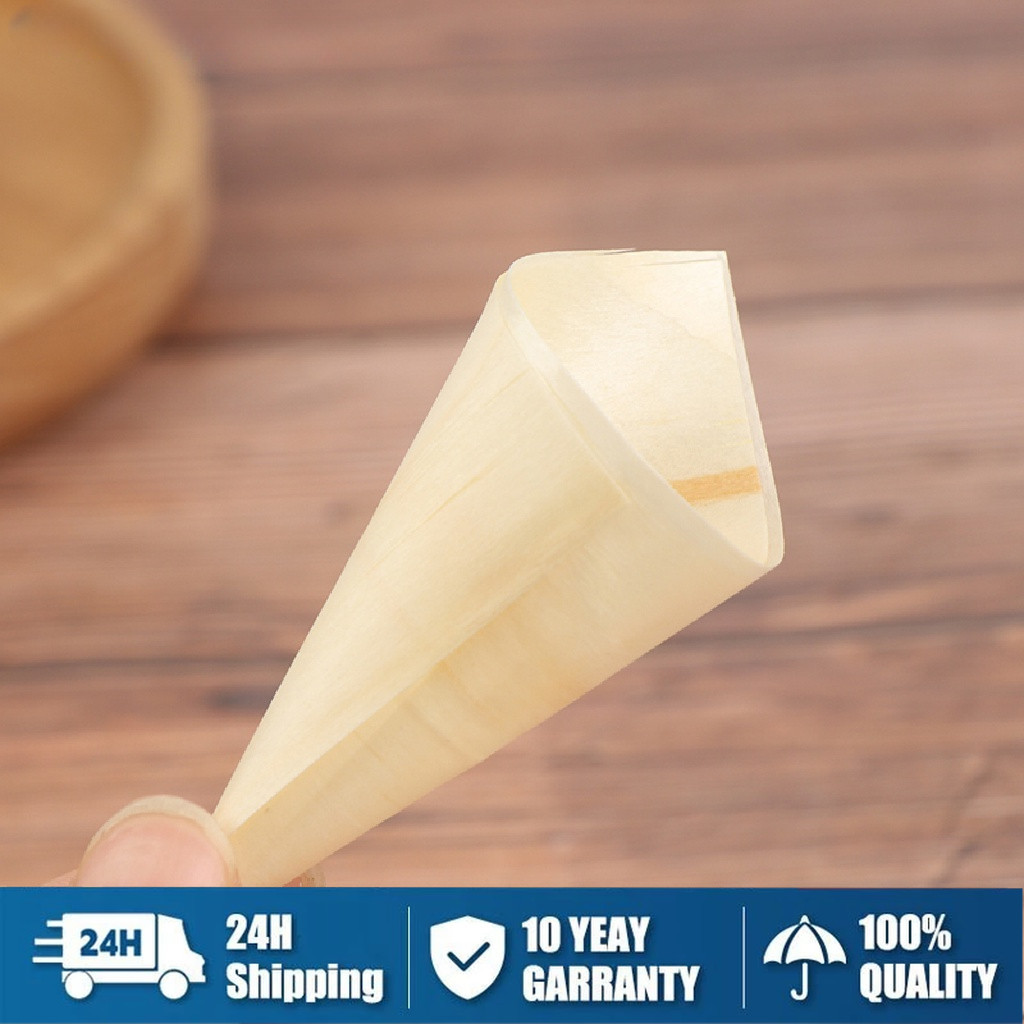 [Free Shipping] 100pcs Disposable Wood Appetizer Cones Ice Cream Cone ...