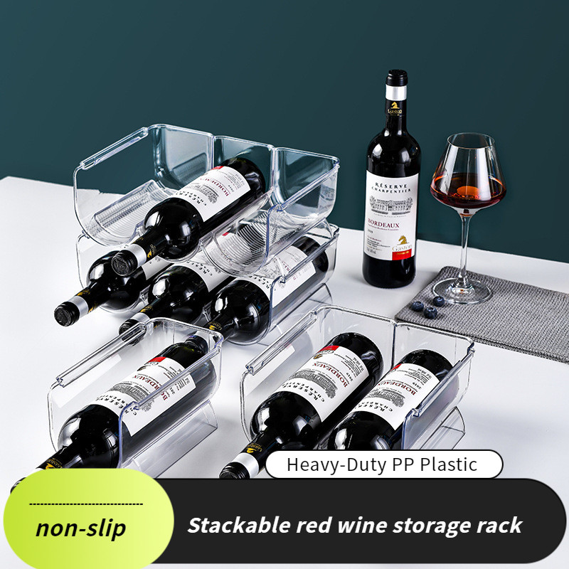 Red wine rack, refrigerator storage cabinet, plastic storage rack, beer ...
