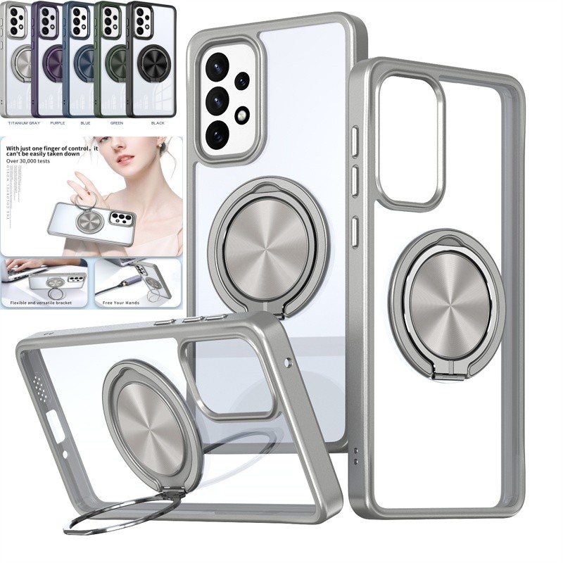 Magnetic Rotatable Ring Stand Clear Crystal Case Casing Samsung Galaxy ...
