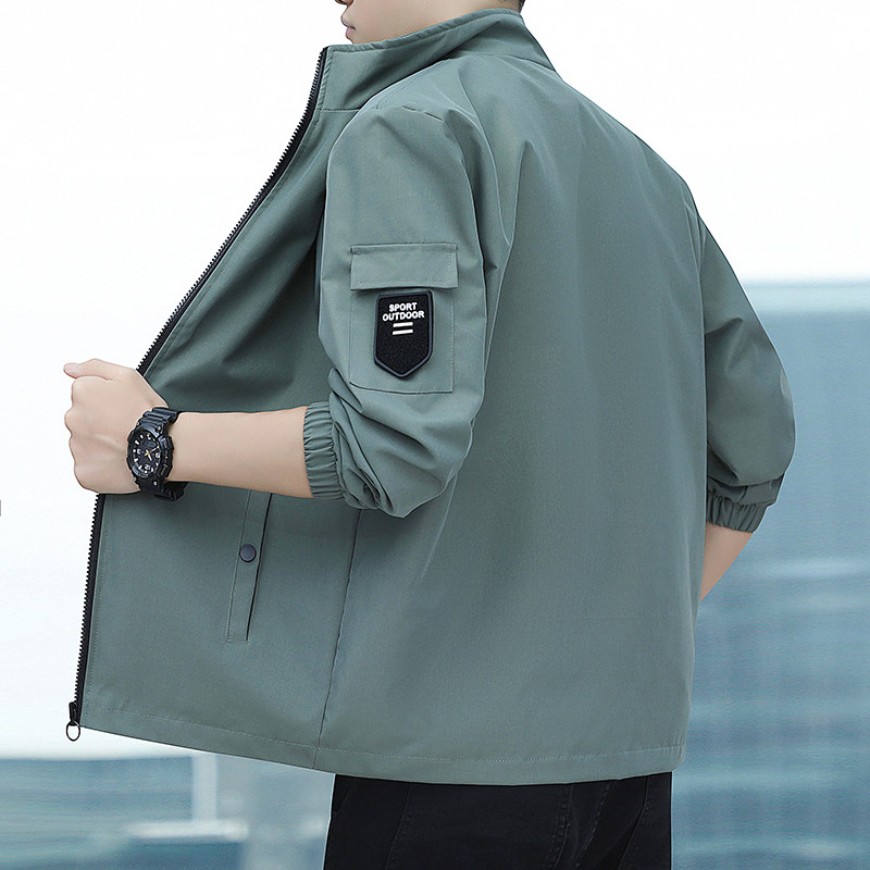 Slim-fit Jacket Men's Youth Jacket Square Neck Sports Zipper Simple ...