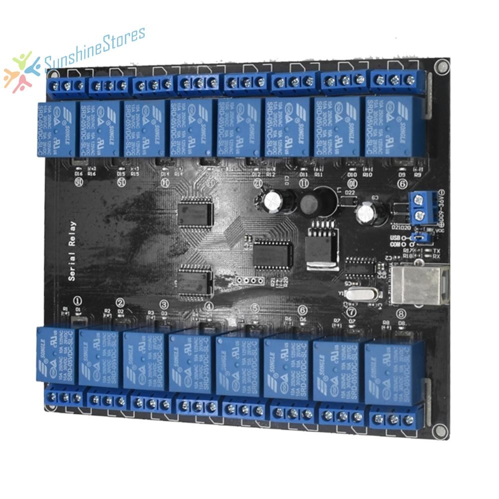 DC 7V-38V 16 Channel 16 CH Serial Relay Module 10A 250V Max Load USB ...