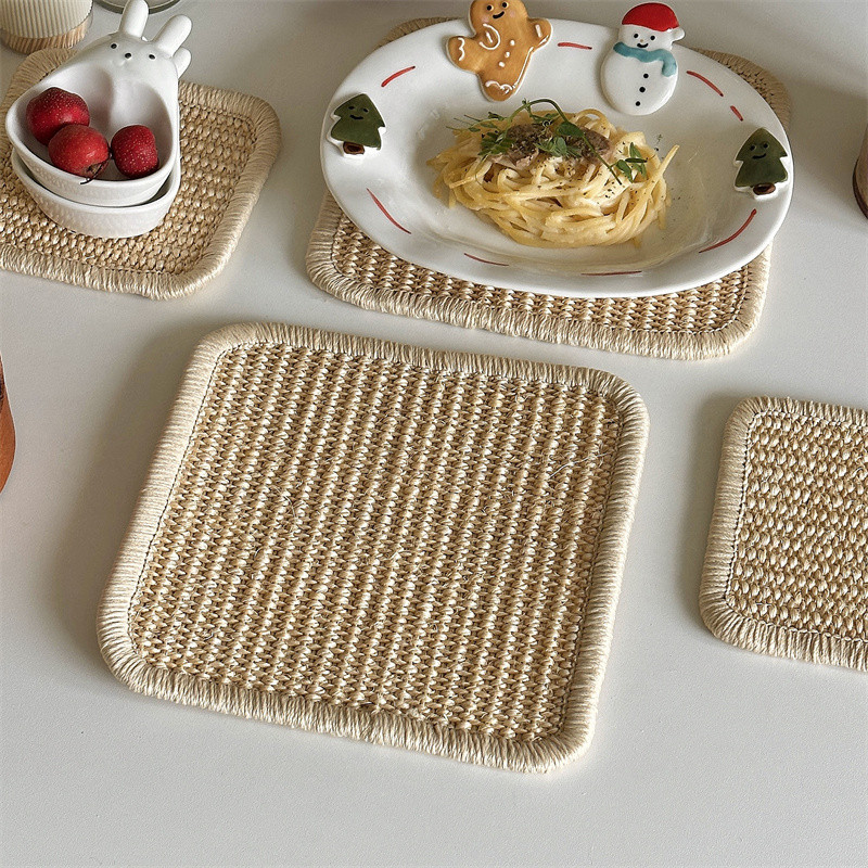 HERA Japanese Sisal Placemat Pot Mat Cup Coaster Insulation Pad ...