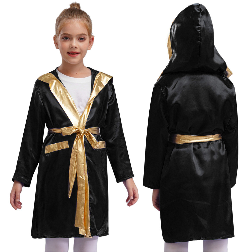 Moily Kids Boxing Costume with Hooded Boxer Robe Halloween Cosplay Role ...