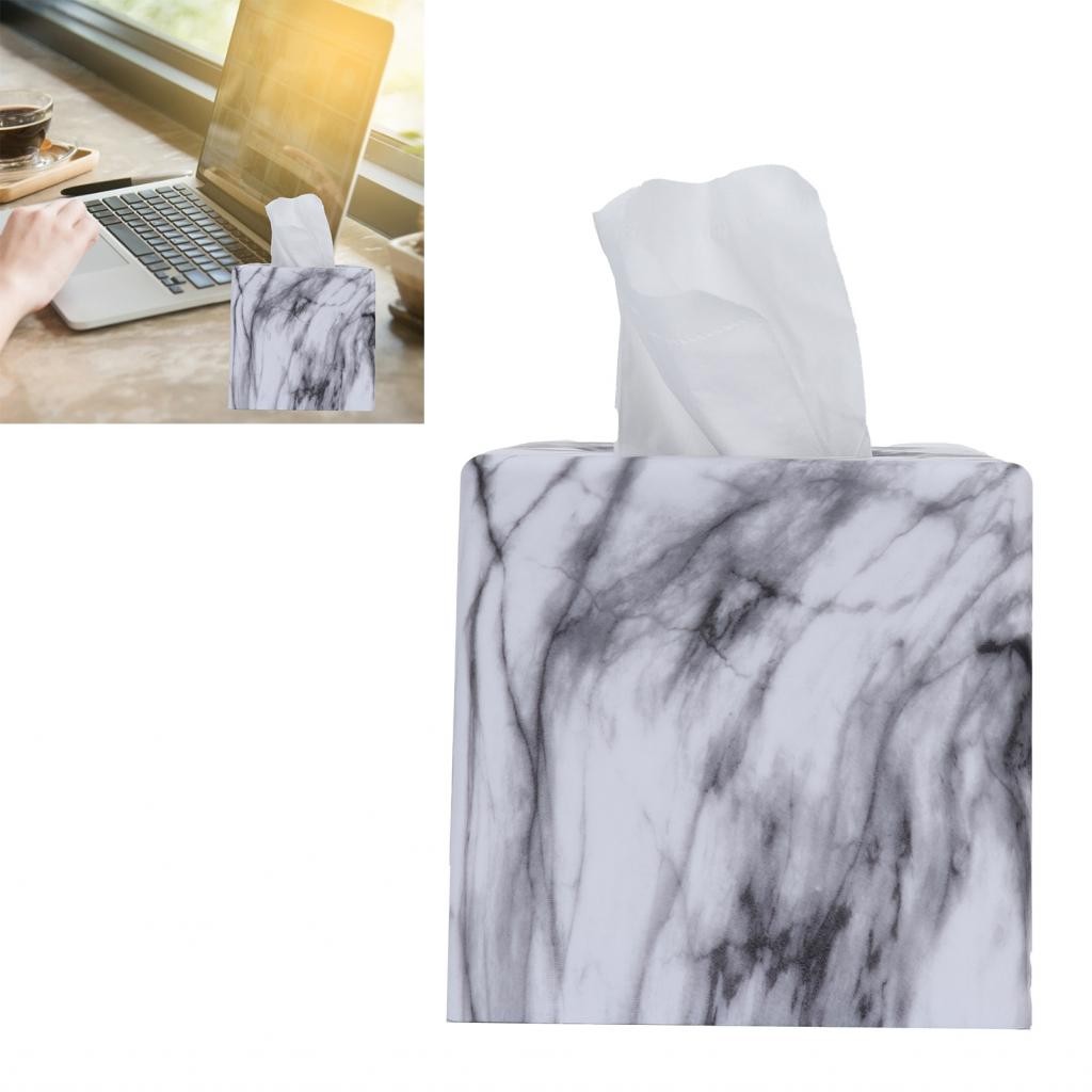 Dsubuy Tissue Box With Marble Printing Square Toilet Paper Holder For ...