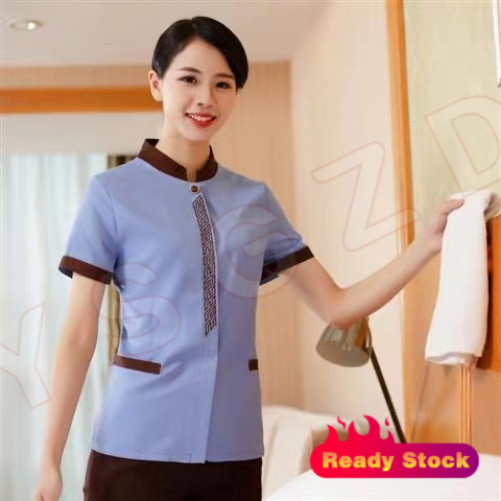 2024 Hotel Cleaning Uniform Unisex Short Sleeve Housekeeping Tops hotel ...