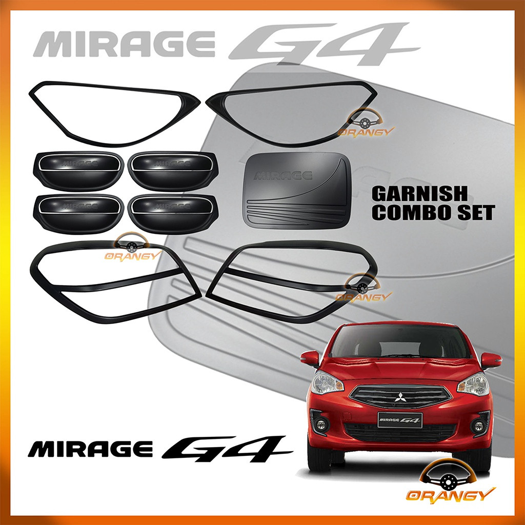 Mitsubishi Mirage G4 2019 to 2020 Garnish Combo set cover Matte Black ...
