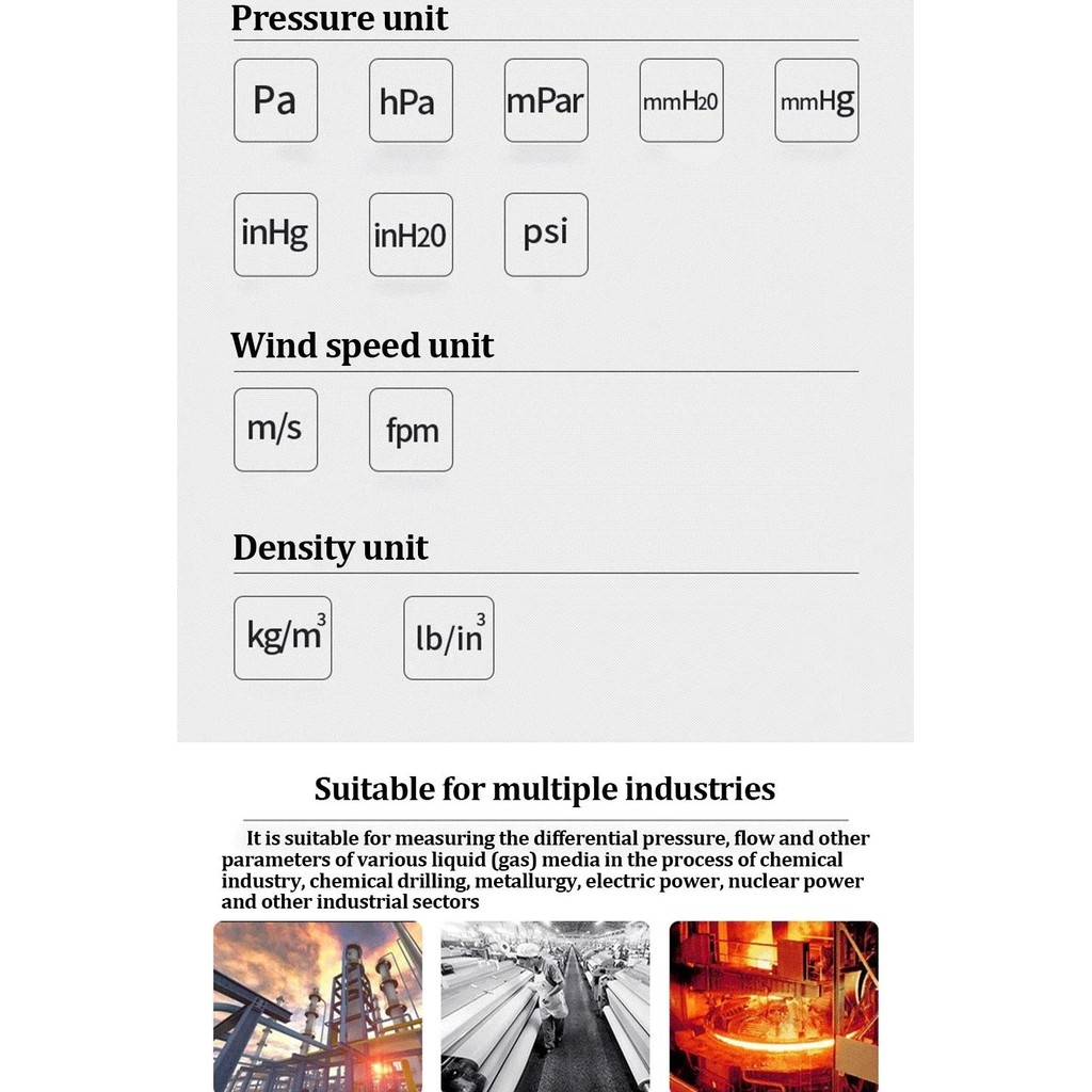 Differential Pressure Meter Manometer Digital Air 0-100 HPa/0-45.15 in ...
