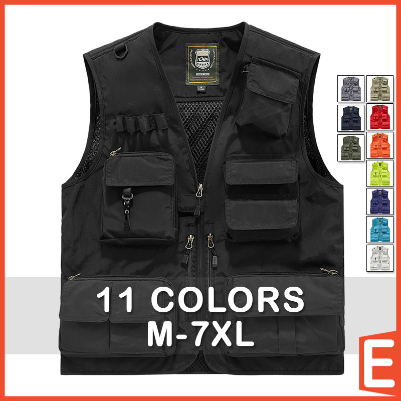 [M-7XL] Plus Size Vest with Detachable Back Panel Men Casual V Neck ...