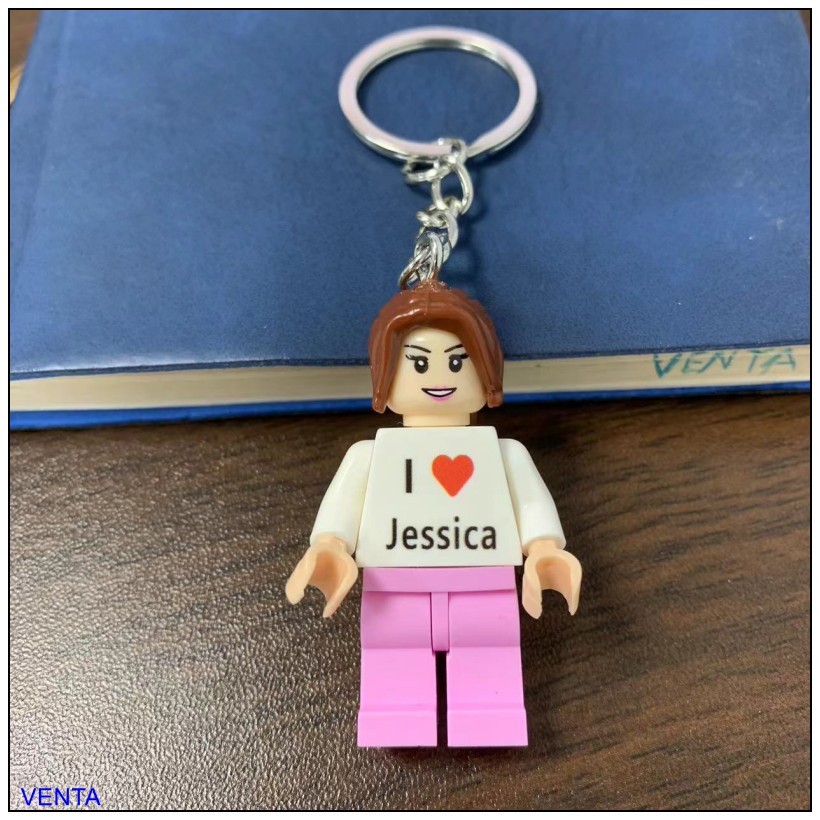 Customized couple building block figurine keychain, backpack pendant ...