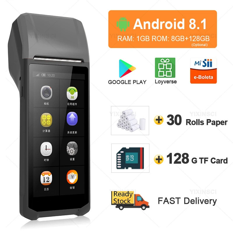 New! PDA Q8 Android 8.1 POS Terminal Portable Thermal 58mm Printer For Checks Point Of Sale ...