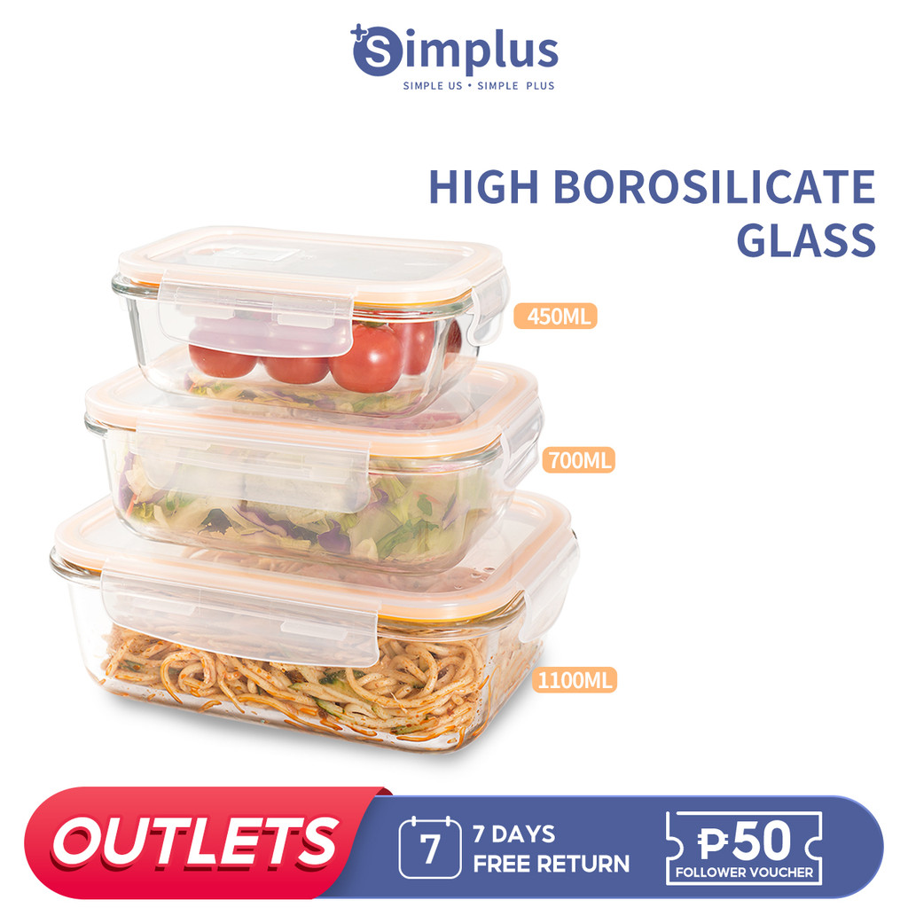 Simplus Glass Airtight Food Storage Containers Leakproof BPA Free ...