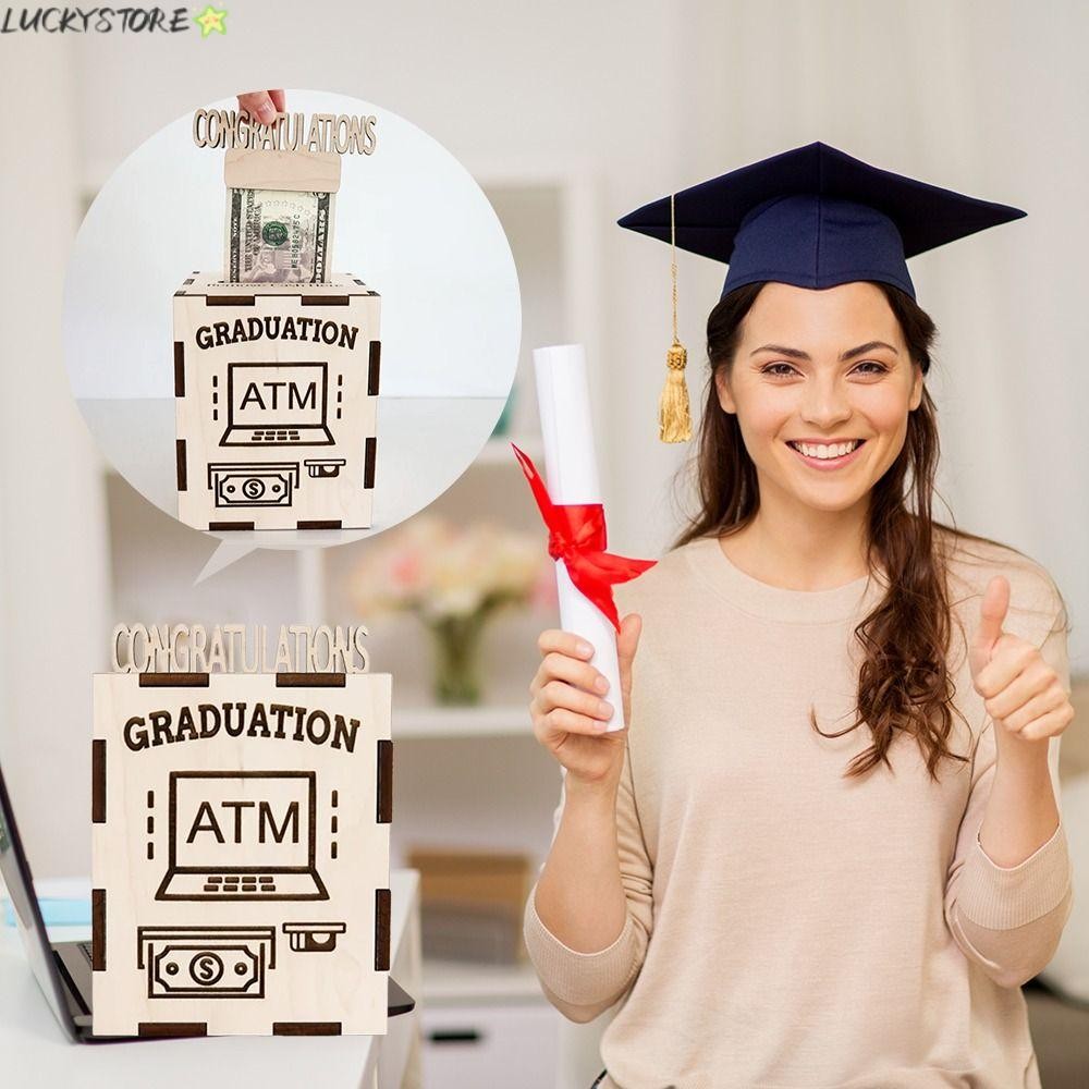 LUCKY Graduation Money Gift Box, Wooden Graduation Party Graduation ...