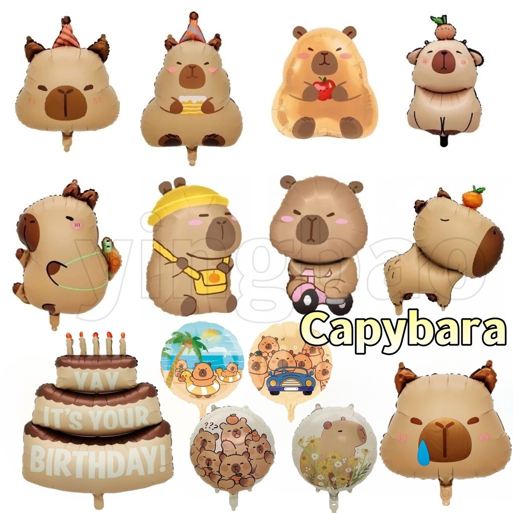 Capybara Birthday Party Decoration Capibala Aluminum Foil Balloon Theme ...