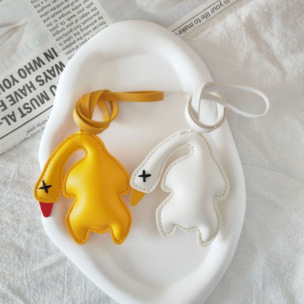 Cartoon 3D Peking Duck Key Ring Funny Pu Leather Rost Duck Keychains ...