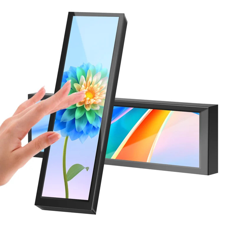 8.8 inch HDMI Touch Long Wide Monitor With Case PC Temperature Display ...