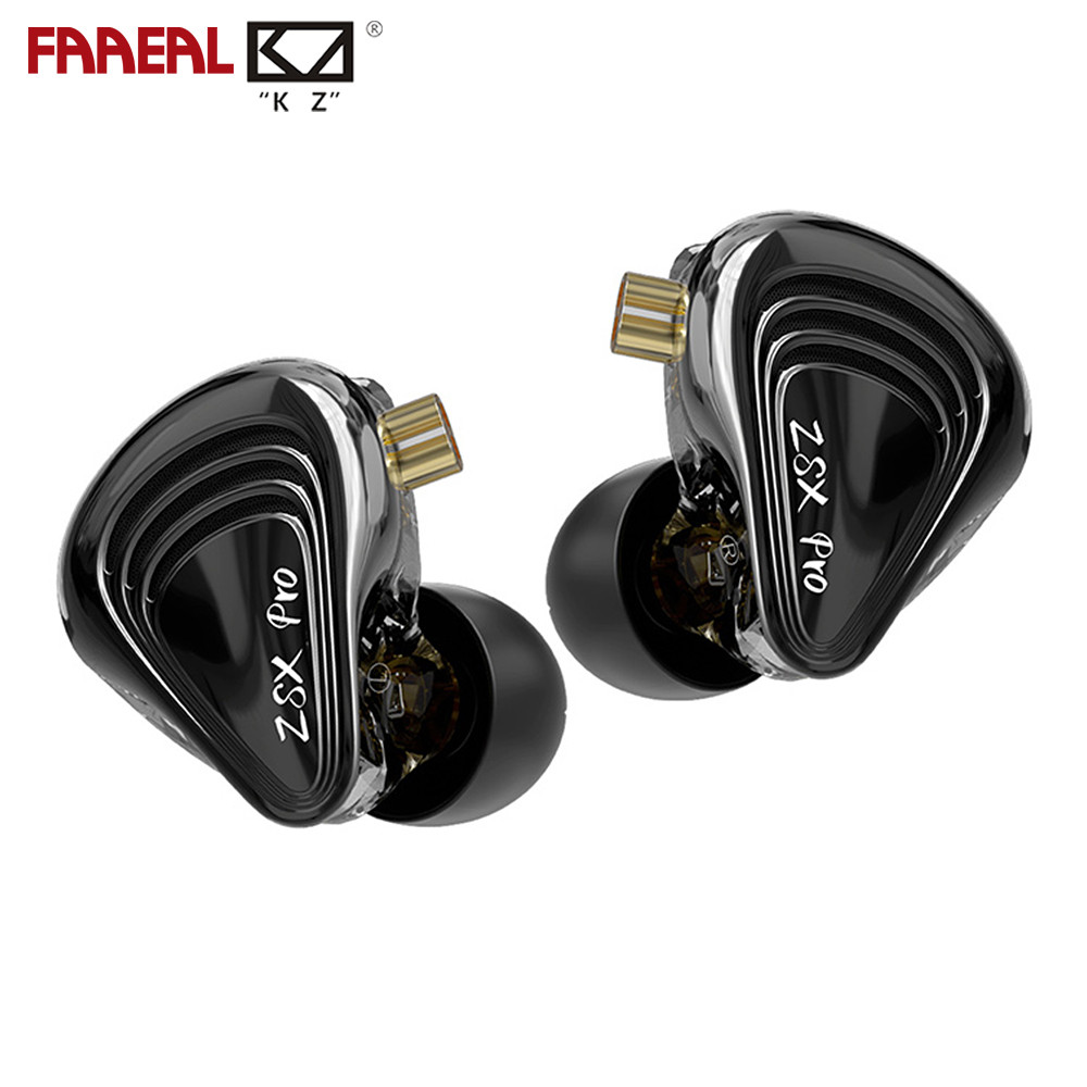 FAAEAL KZ ZSX Pro Earphone 5BA+1DD Hybrid Monitor IEM Super Bass Music Earbud Ultra-Linear ...