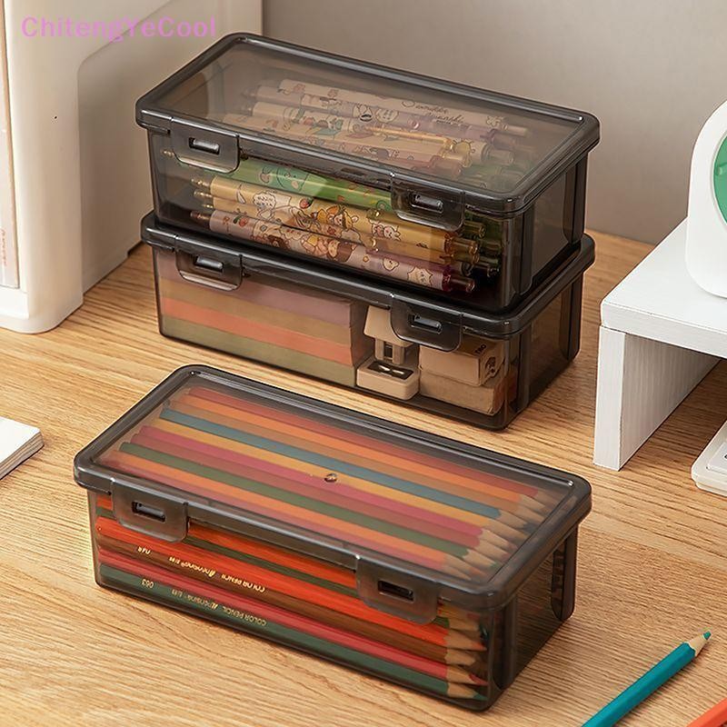 【HGPH】 Clear Stackable Pencil Case Box - Large Capacity Office & School ...