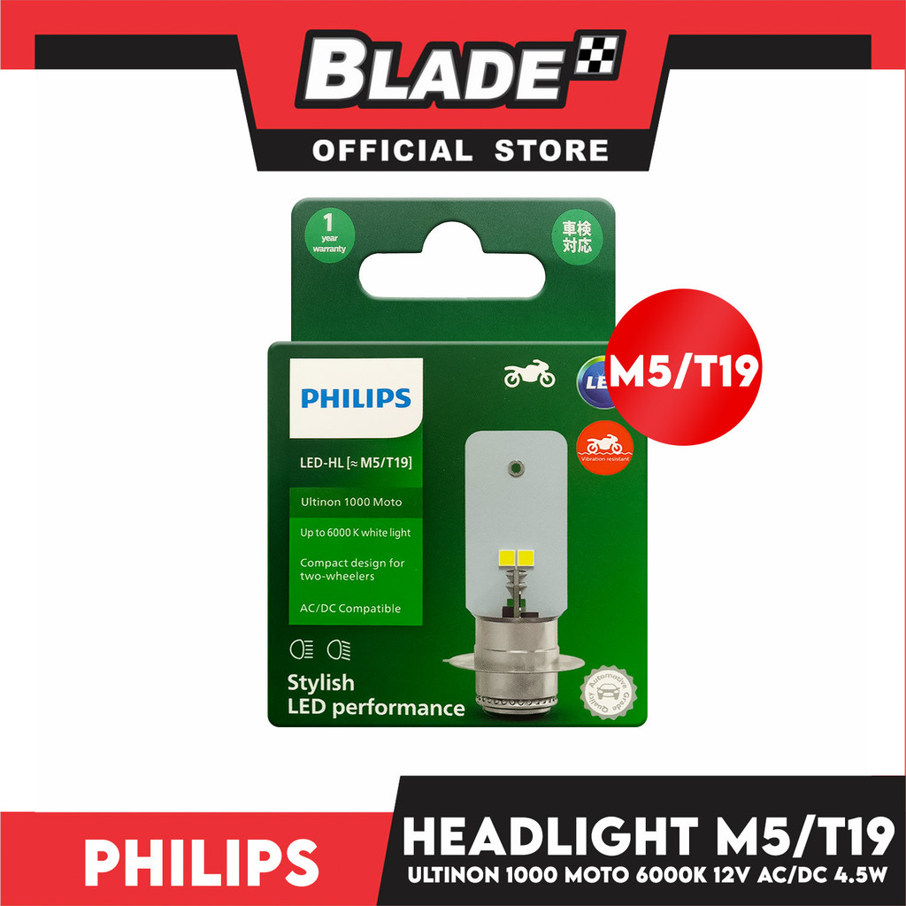 Philips Led Motorcycle Headlight Ultinon 1000 Moto M5/T19 up to 6000K ...