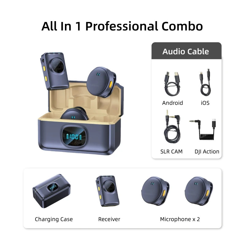 Wireless Microphone Mic for DJI OSMO Action 5 PRO/2/3/4 Camera Pocket3 Oa4 Mic Audio No Need Mic ...