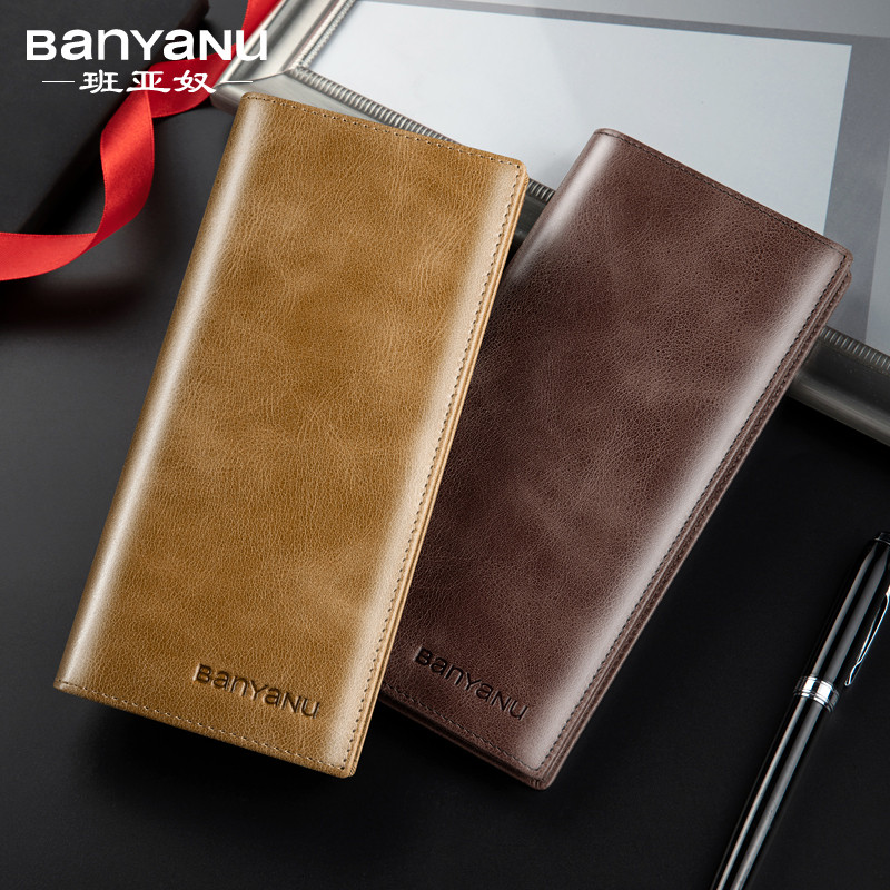 Men's Leather Long Wallet Cowhide Material Ultra-Thin Anti-theft ...