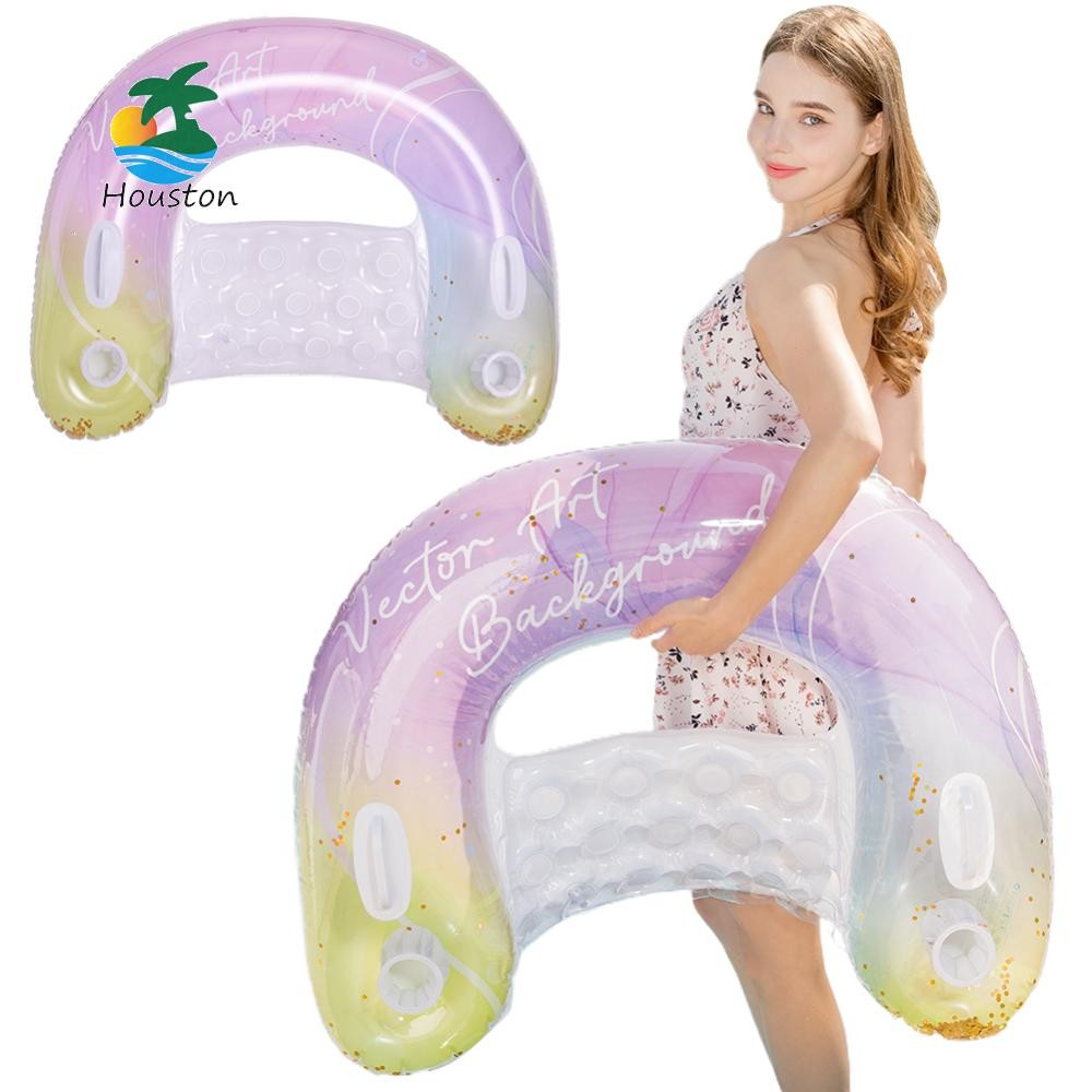 Glitter Sequin Inflatable Pool Float with Cup Holders Pool Lounger Pool ...