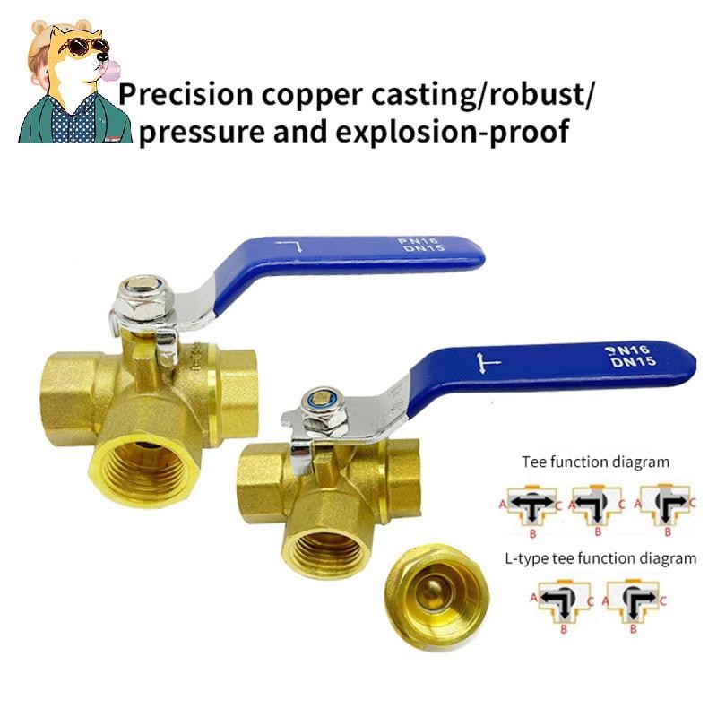 [RYS]Brass Three-Way Ball Valve, 1/4" 3/8" 1/2" 3/4" 1" Tap T-Type ...