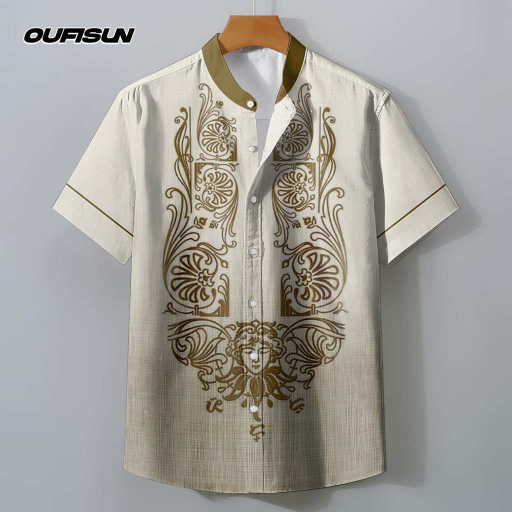 Summer Outfit for Men Barong Ethnic Style Asean Shirt for Men Summer ...
