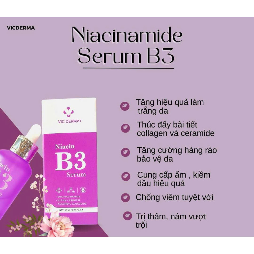 Vicderma B3 Niacin Serum 50ml Reduces Excess Oil, Brightens and Dull ...