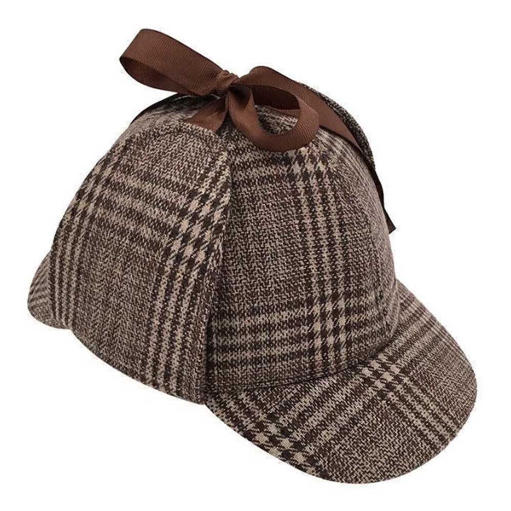 Sherlock Men Cap With Ear Flaps Women Sherlock Holmes Hat Deerstalker ...