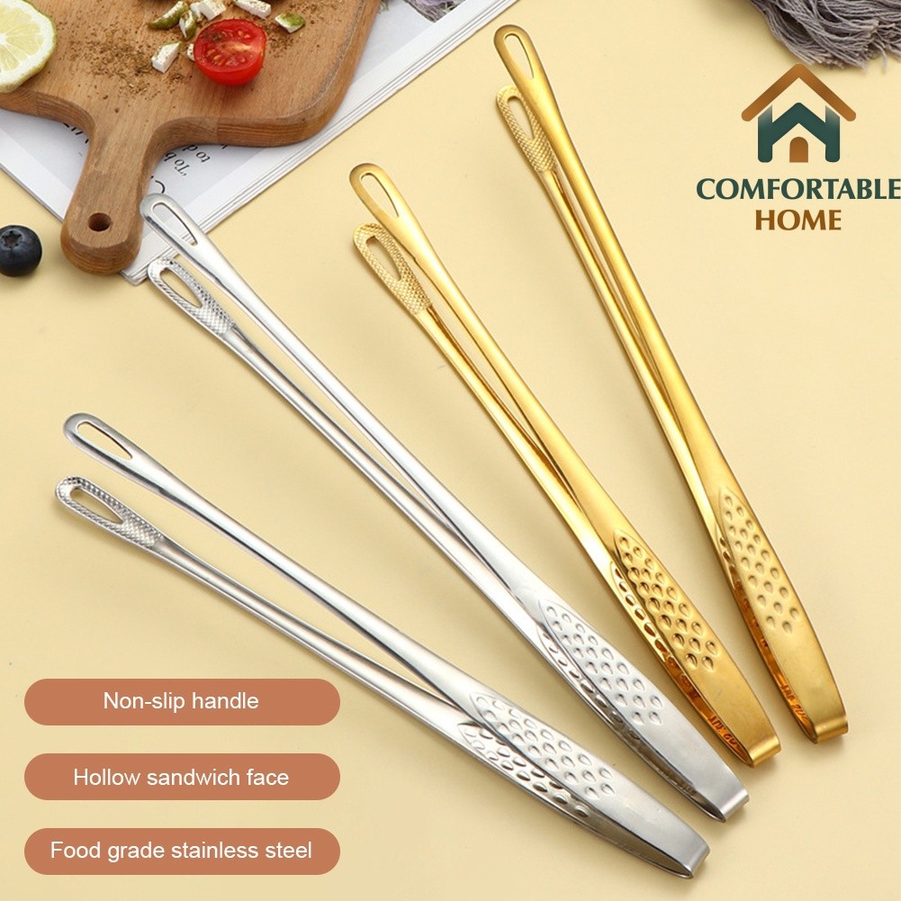 CHS 304 Stainless Steel Food Tongs Long Handle Non-Slip Barbecue Tongs ...