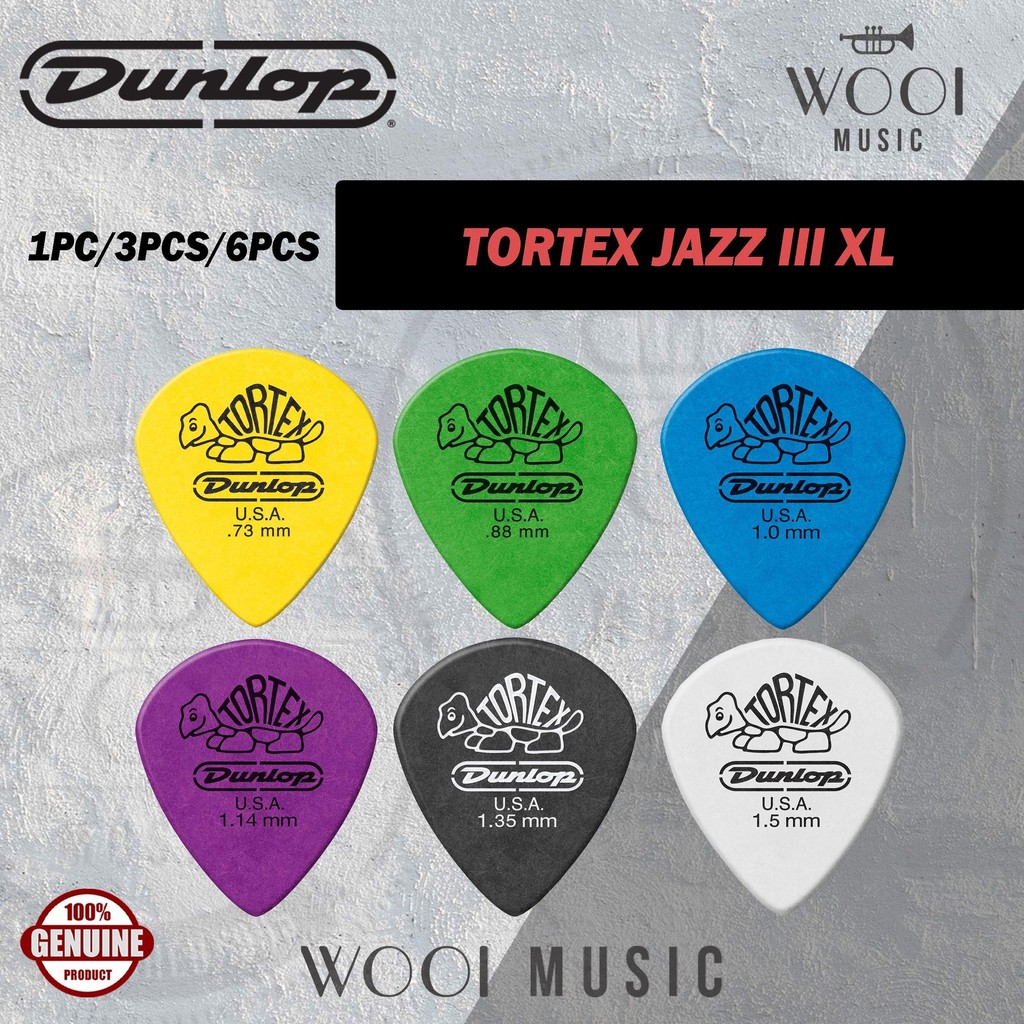 Jim Dunlop Tortex Jazz III XL Guitar Picks - (1pc / 3pcs / 6pcs ...
