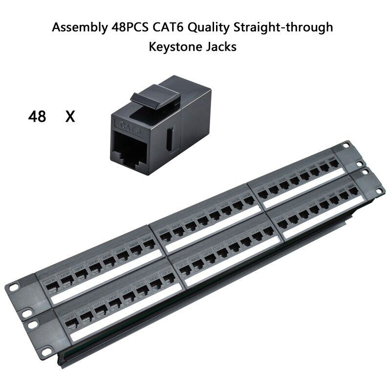 ж-Hot 1U 24 2U 48 Port Pass-through CAT5 CAT6 Patch Panel RJ45 ...