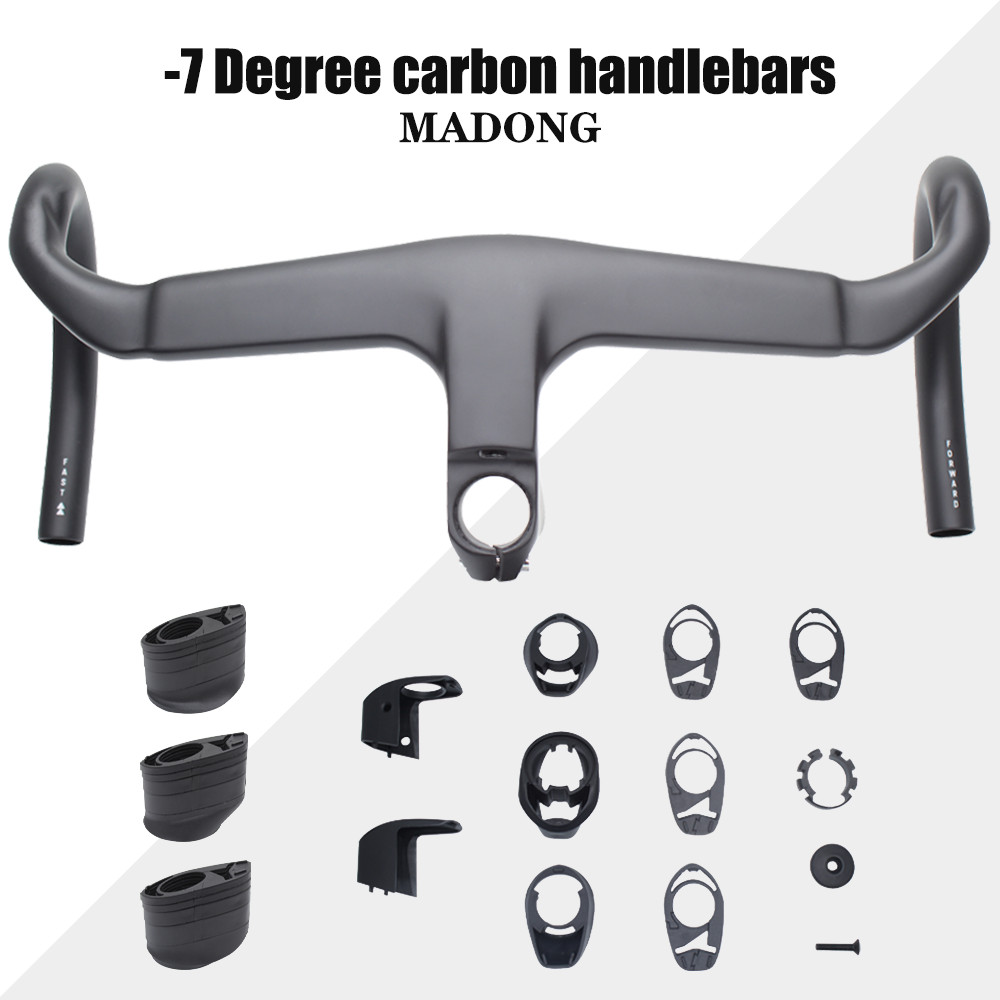 Carbon fibre one-piece handlebar. Road bike handlebars. Supports ...