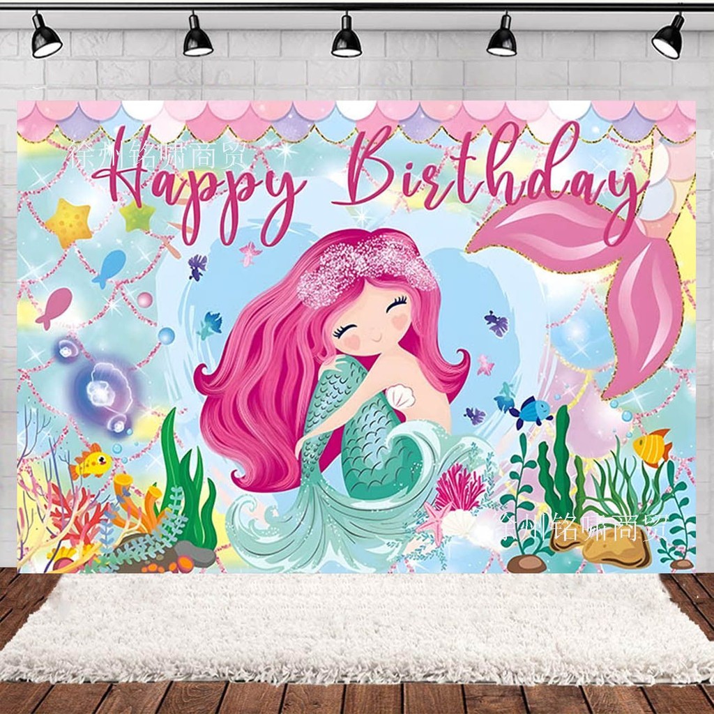 ST2 Cartoon Mermaid Theme decoration Children birthday Party Photo ...