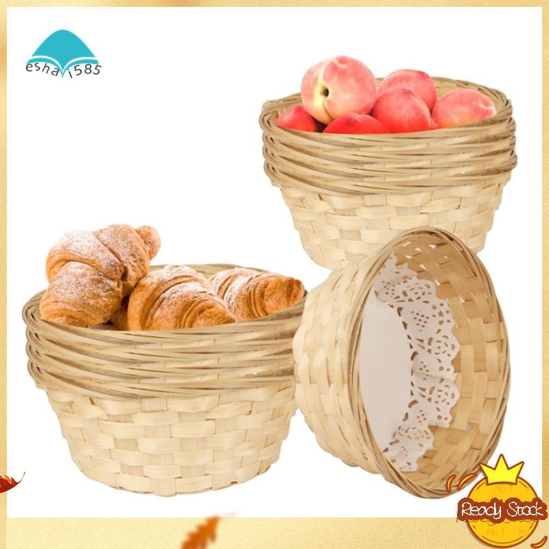 【Eshai585】10 Pcs Round Small Gift Baskets,7.9 X 7.9 X 3.5 Inch Bamboo ...