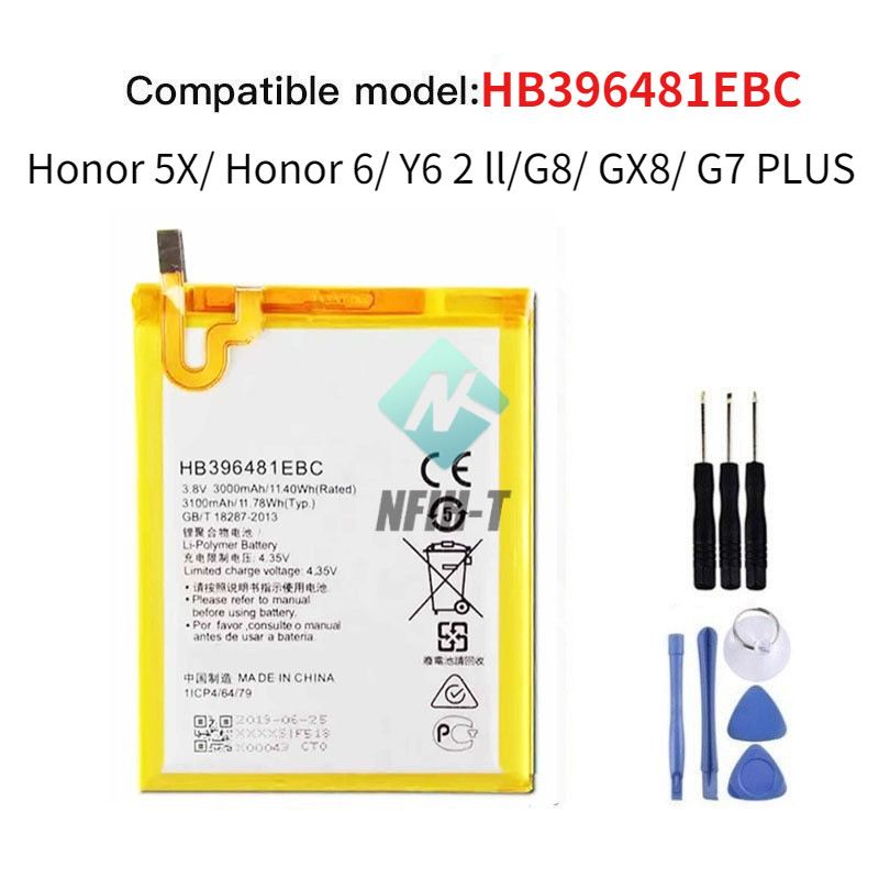 Battery for Huawei Y6II or Y62 CAM-L21, GR5 3100mAh HB396481EBC battery ...