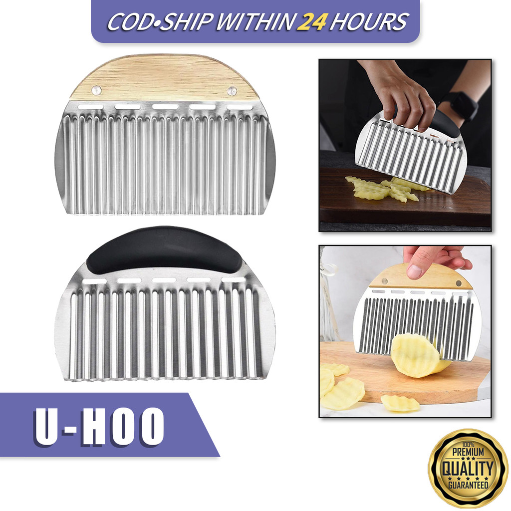 Potato Cutter Slicer Stainless Steel Crinkle Cutter Wavy Chopper ...
