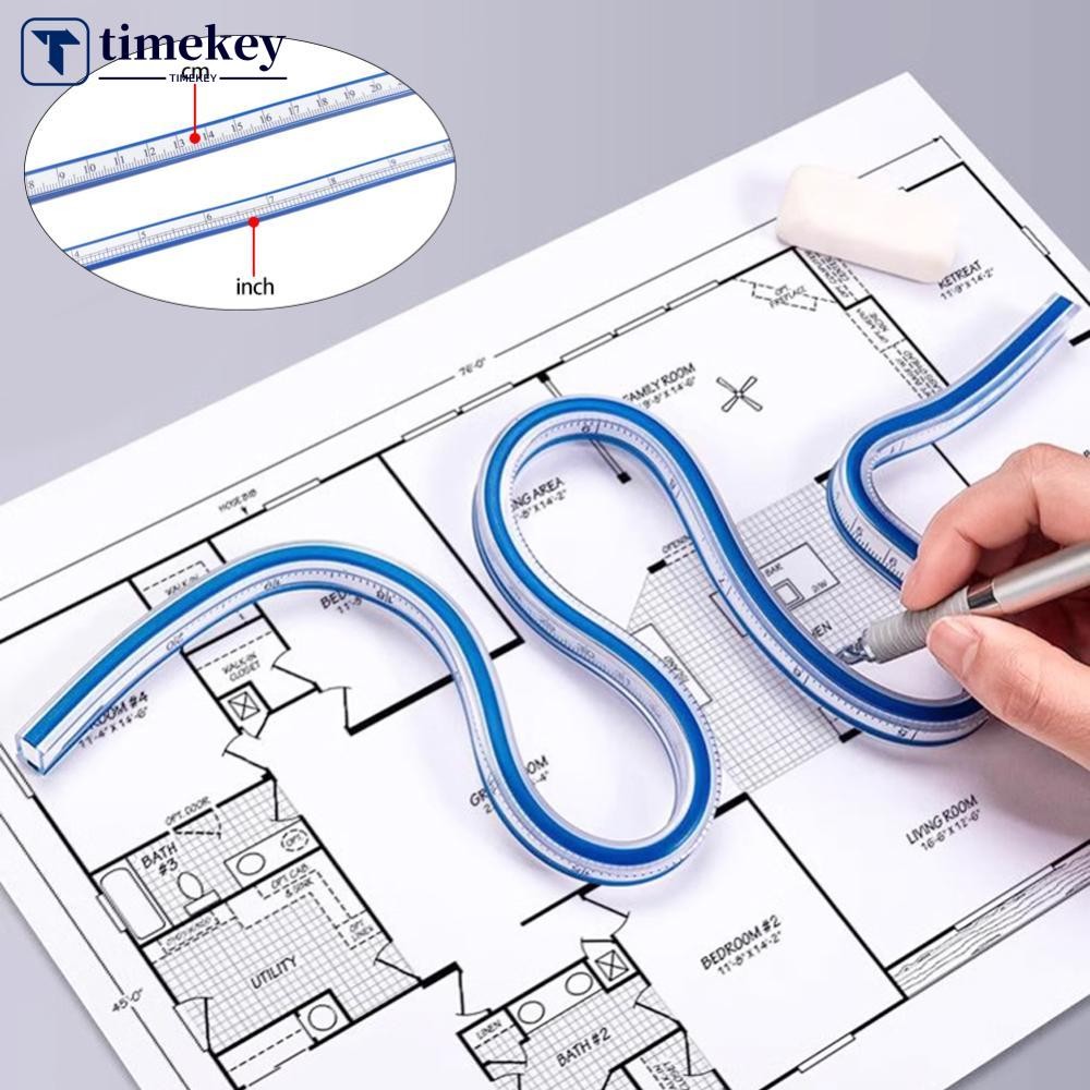 TIMEKEY 30/40/50/60cm Curved Ruler for Sewing Soft Flexible English ...