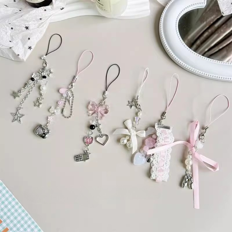 Y2K Bowknot Star Keychain for Phone Case Cute Kawaii Bow Ice Cream Key ...