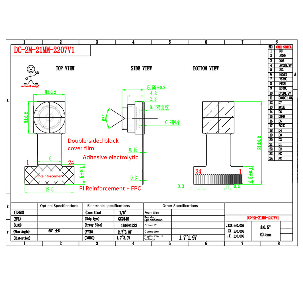 AIDEEPEN GC2145 camera module 2 megapixel DVP interface ESP32 microcontroller camera | Shopee ...
