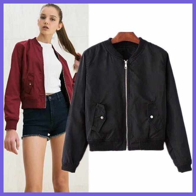 Plain@x]Bomber>E)Jacket}jK)2colors#6045 | Shopee Philippines