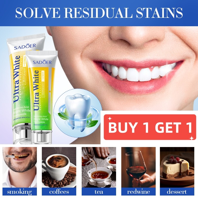 BUY 1 TAKE 1 FREE SADOER Ultra White Peppermint Lemon Amino Acid Teeth ...