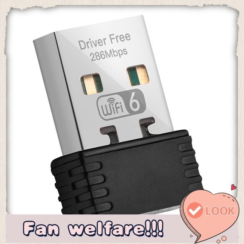 Wireless WiFi 6 Adapter 2.4GHz Free Driver USB Network Card for Win7/10/11 Computer Mini WiFi ...
