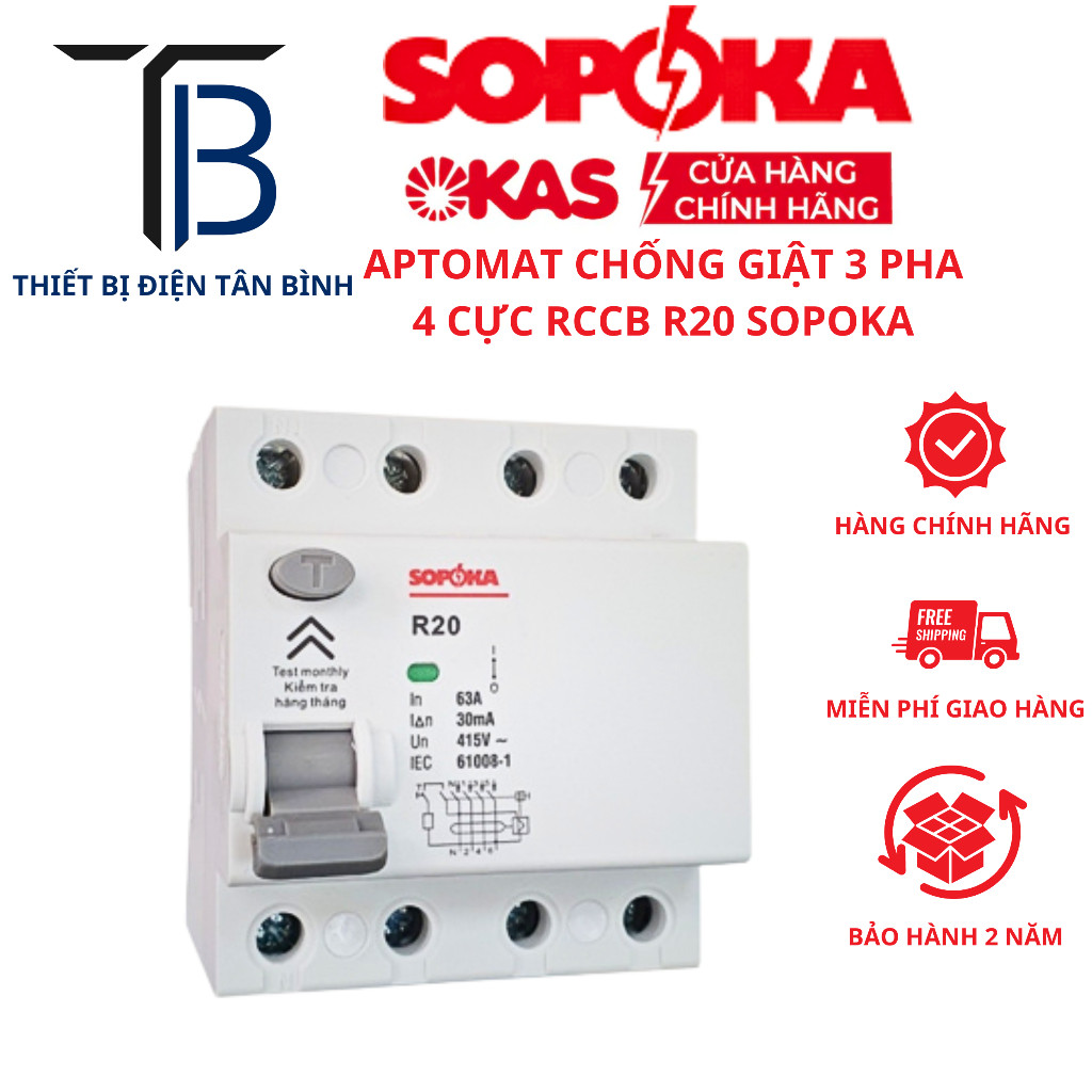 (GENUINE) 3-phase 4-pole anti-shock circuit breaker 32A 40A 50A 63A ...