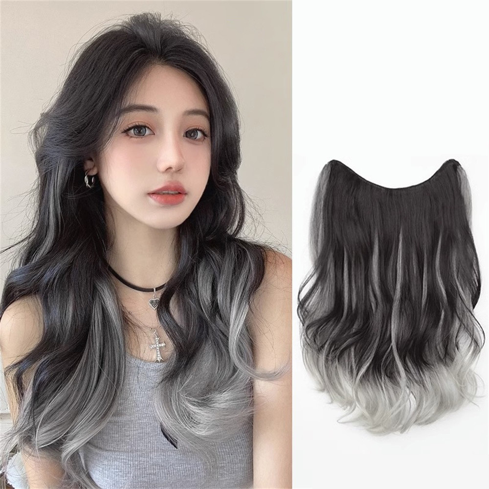 YOUJ Invisible Seamless U-shaped Curly Wigs Women Hottie One-Piece Wavy ...