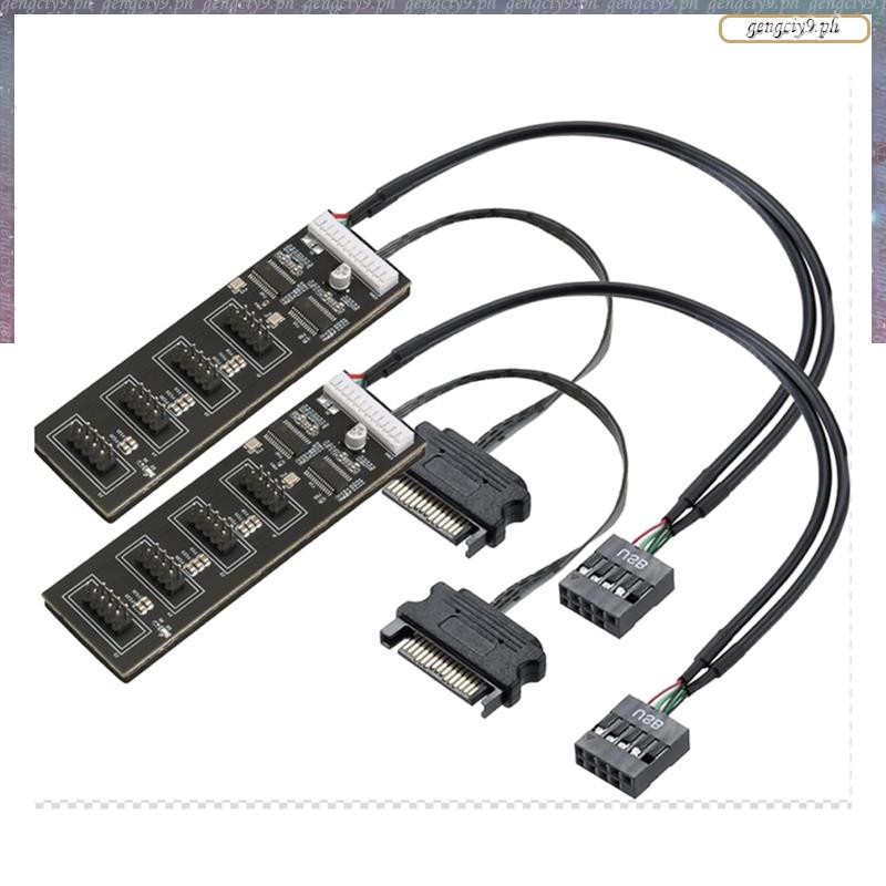 [L E U R] 2Pcs 9Pin USB Header Splitter with SATA Power Cable,Internal ...