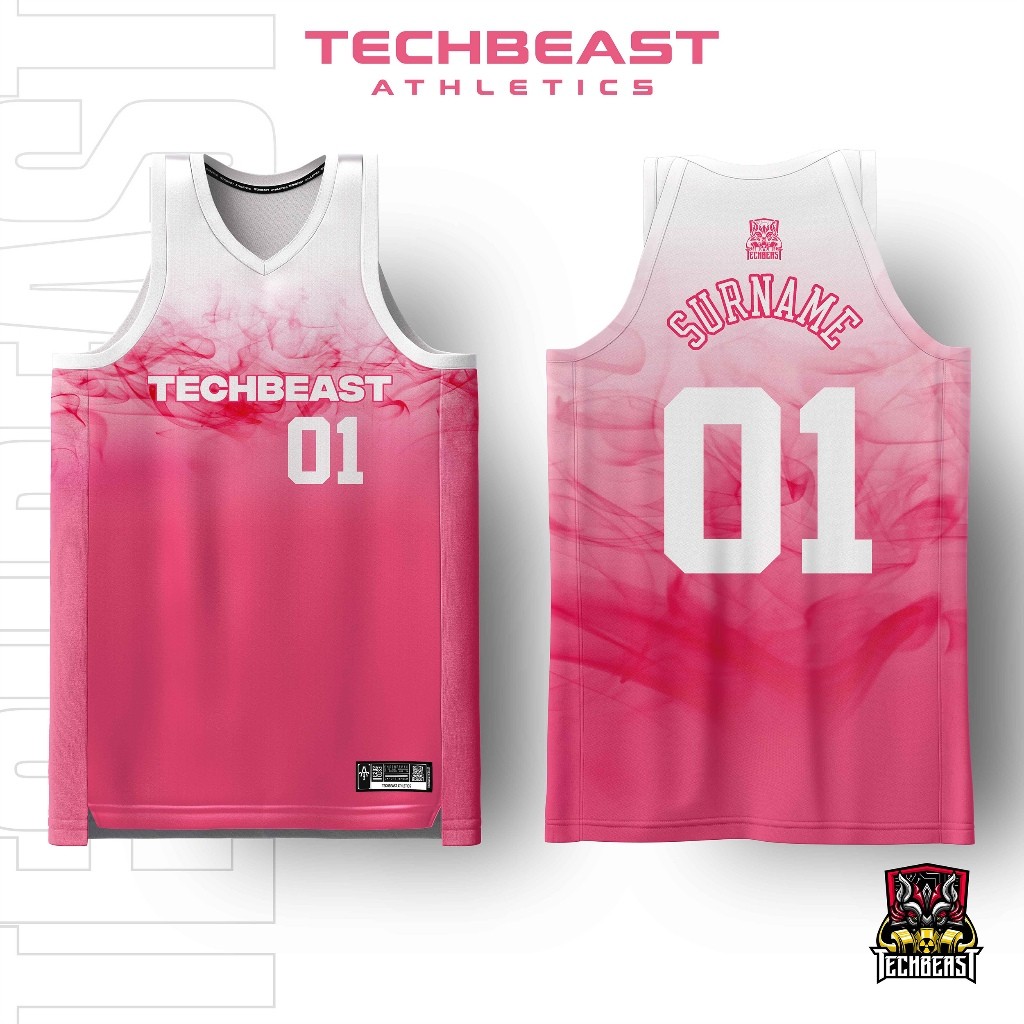 Sky Pink Full Sublimation Basketball Jersey Techbeast ( CUSTOM NAME + NUMBER ) | Shopee Philippines