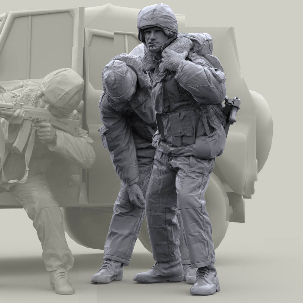 1/35 Airborne troops repel attack - evacuate wounded, Resin Model ...