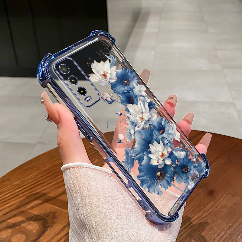 Case For vivo Y20 Y12S Y20S Y20i Y20A PHONE CASE Blue petal transparent ...